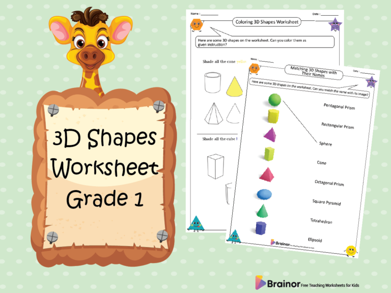 40+ 3D Shapes Worksheet Grade 1 | Free Printable - Brainor