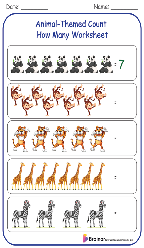60 Free Worksheets on Counting How Many Objects