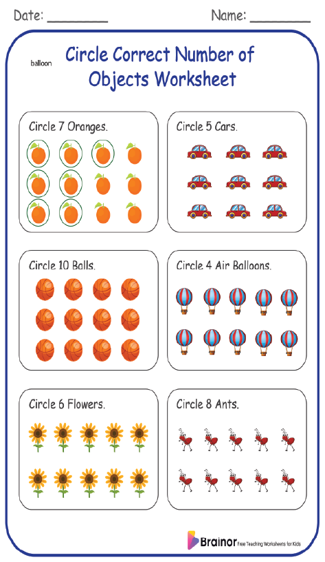 60 Free Worksheets on Counting How Many Objects