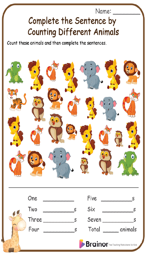20 How Many Animals Worksheet | Free Printable