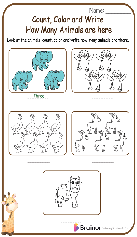 20 How Many Animals Worksheet | Free Printable