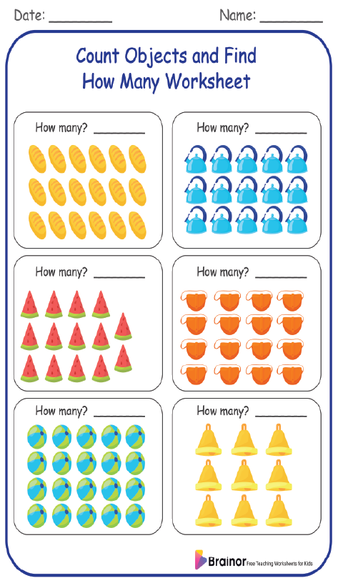 60 Free Worksheets on Counting How Many Objects