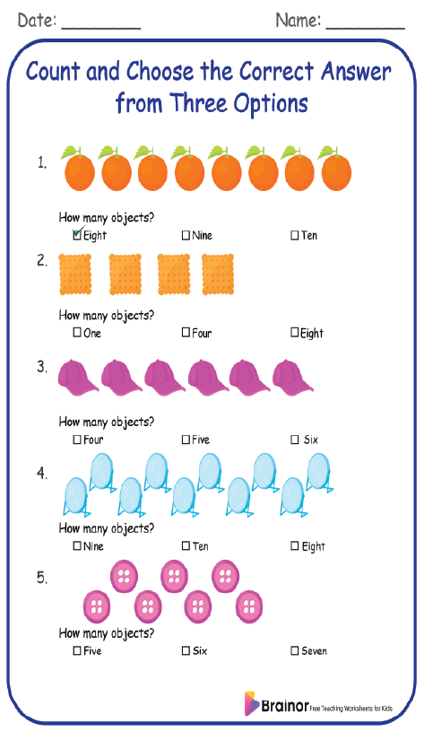 60 Free Worksheets on Counting How Many Objects