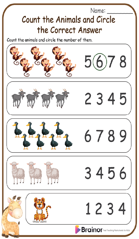20 How Many Animals Worksheet | Free Printable