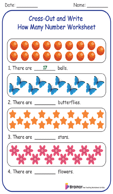 60 Free Worksheets on Counting How Many Objects