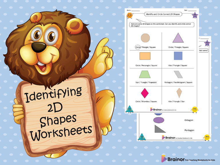 50+ Identifying 2D Shapes Worksheets | Free Printable - Brainor