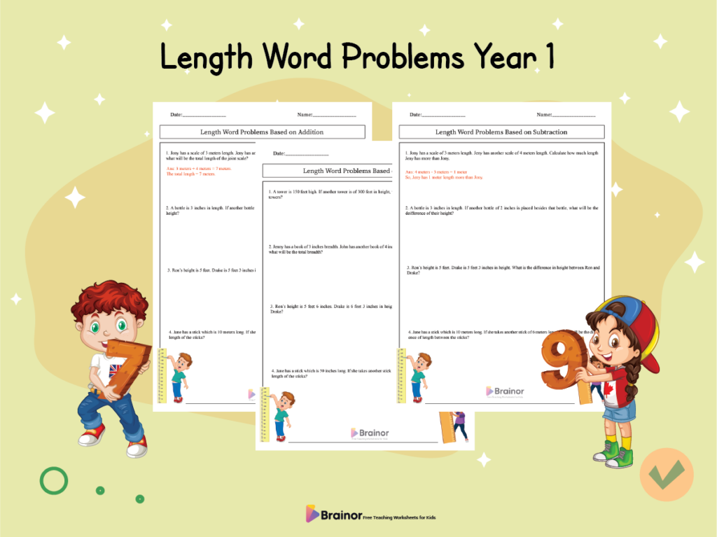 Length Word Problems Year 1 | 12 Free Worksheets