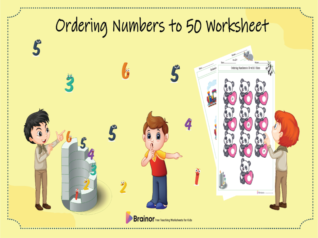 21 Free Ordering Numbers to 50 Worksheets