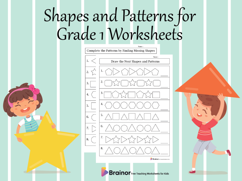 20+ Worksheets on Shapes and Patterns for Grade 1 | Free Printable ...
