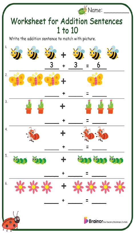15+ Addition Sentence Worksheet | Free Printable