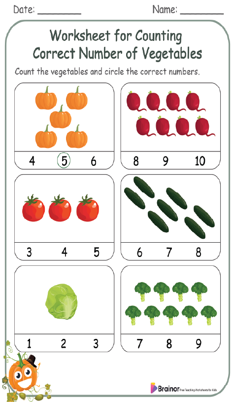 35+ Counting Vegetables Worksheet | Free Printable