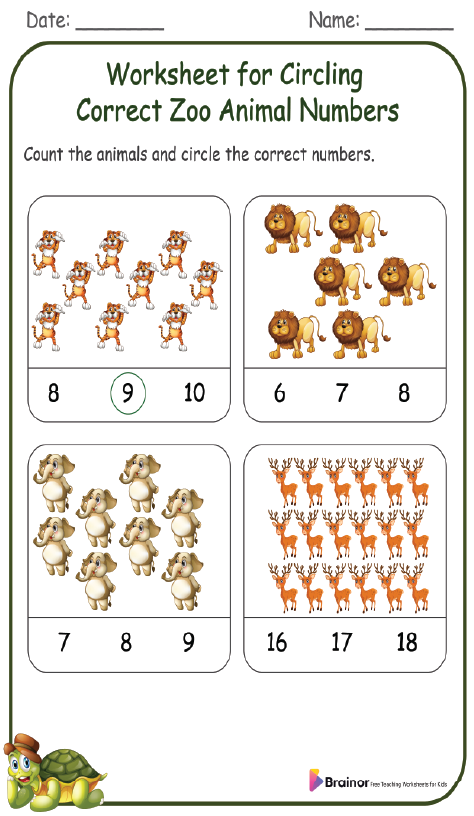 35+ Counting Zoo Animals Worksheets | Free Printable