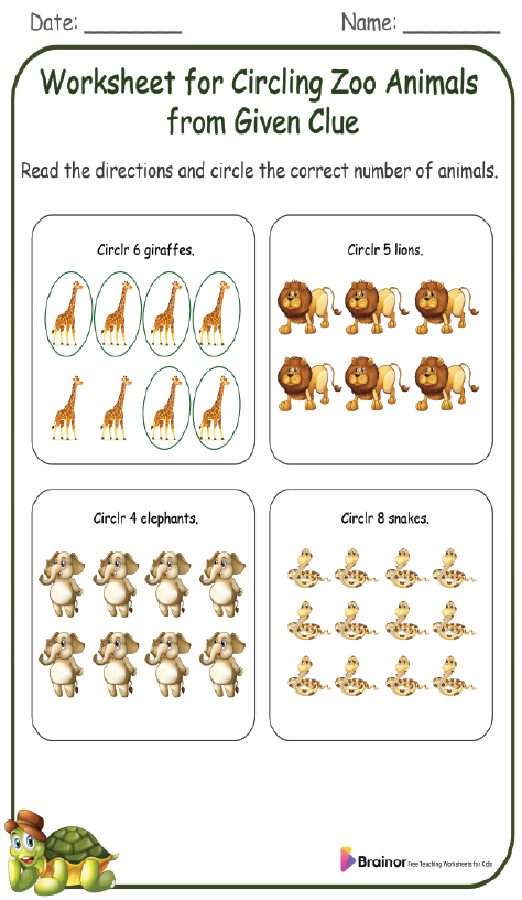 35+ Counting Zoo Animals Worksheets | Free Printable