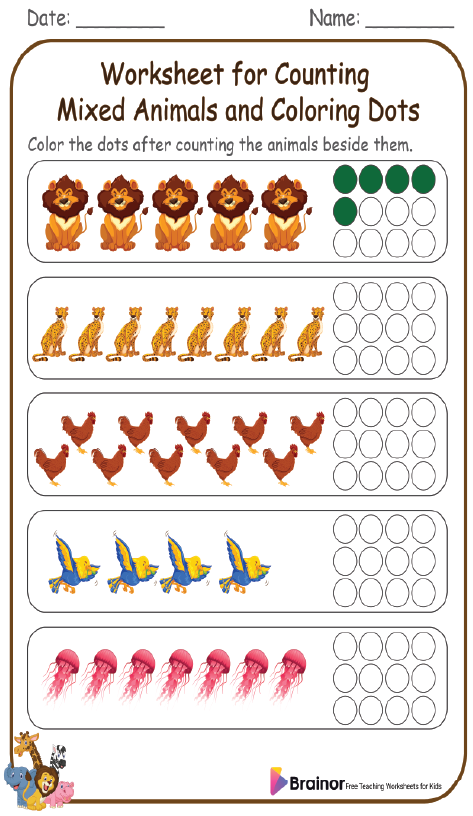 35+ Counting Animals Worksheet | Free Printable