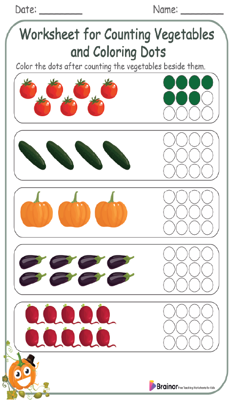 35+ Counting Vegetables Worksheet | Free Printable