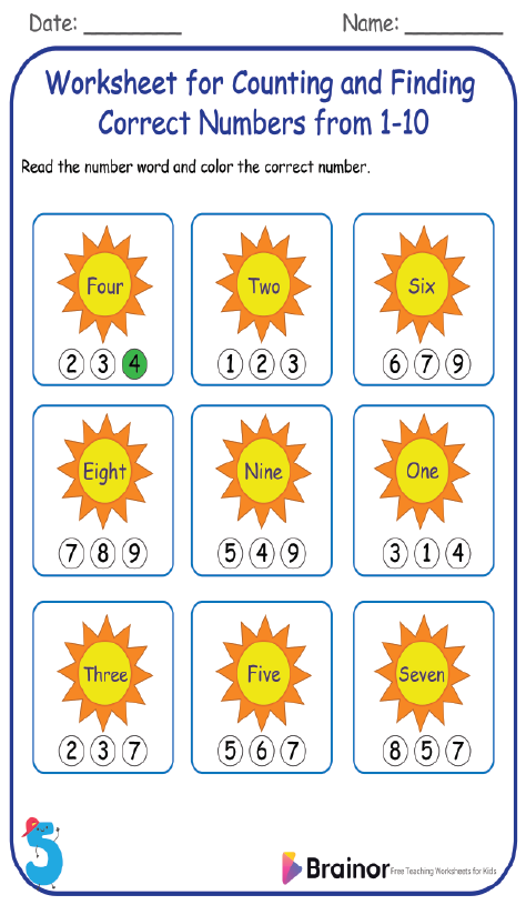 35+ Counting Worksheets 1-10 | Free Printable