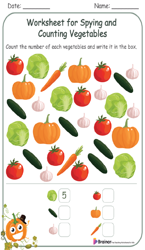 35+ Counting Vegetables Worksheet | Free Printable