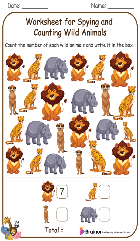 35+ Counting Animals Worksheet | Free Printable