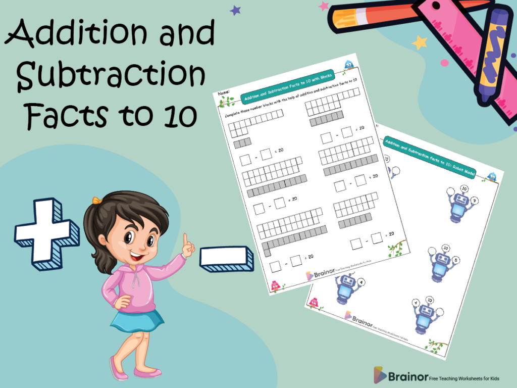 15+ Free Addition and Subtraction Facts to 10 Worksheets