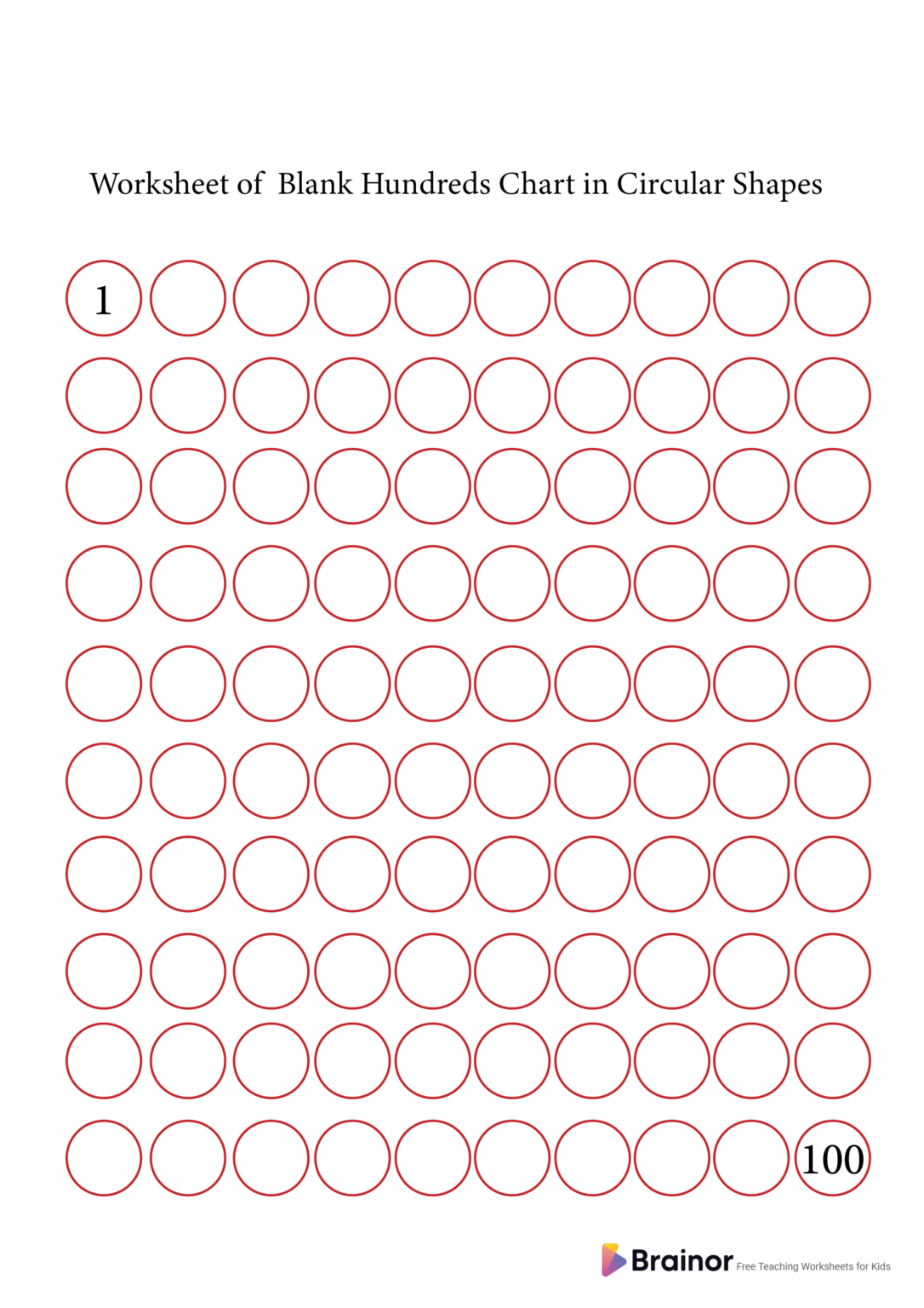 Blank Hundreds Chart Printable