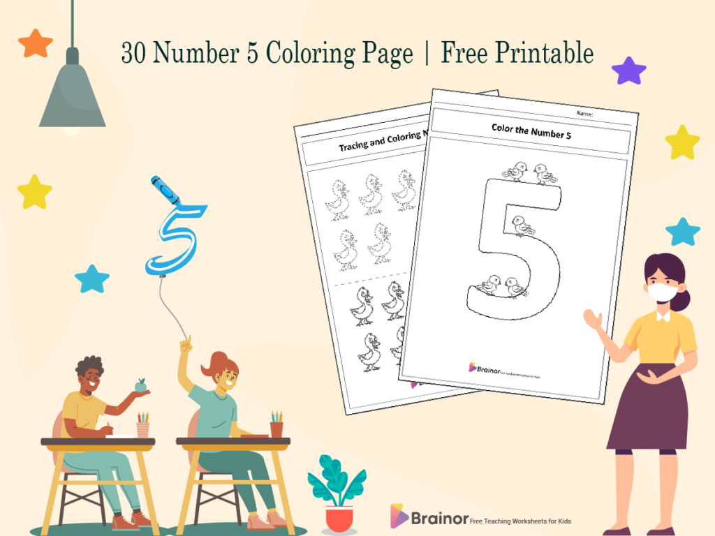 15 Number 5 Coloring Page | Free Printable