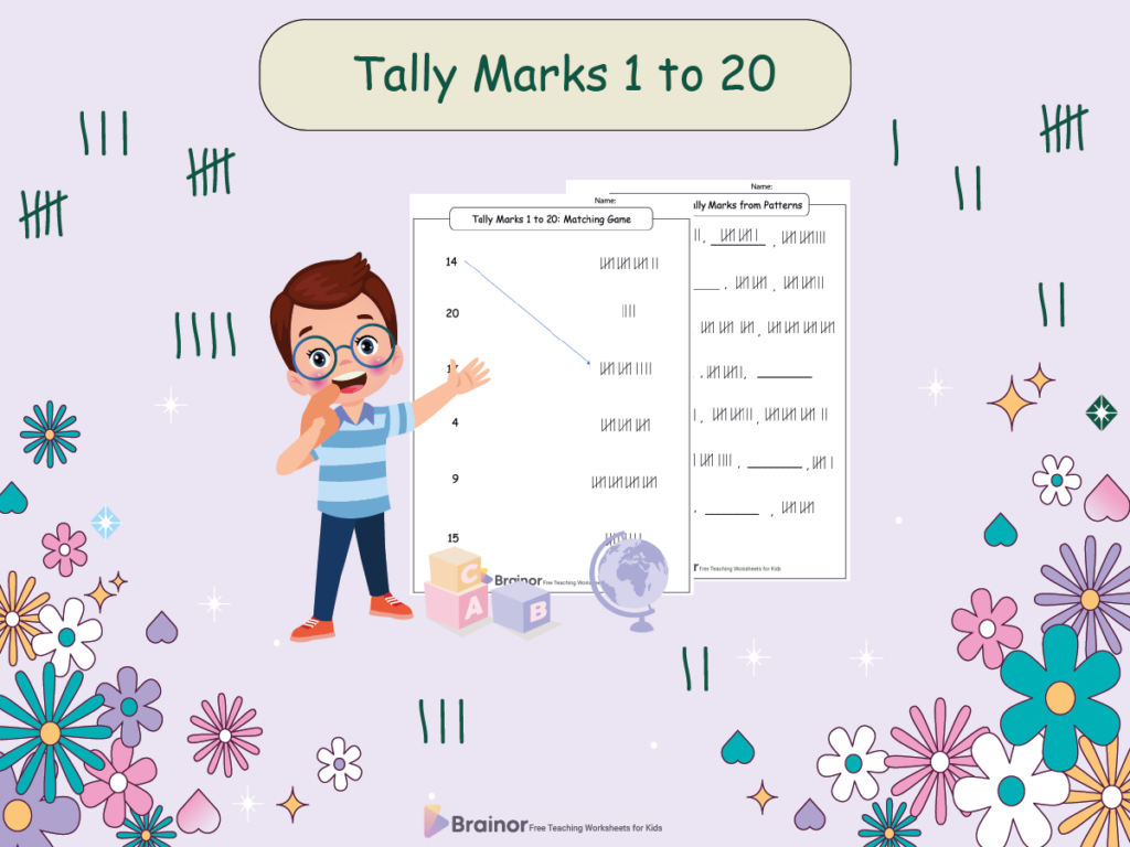 Tally Marks 1 to 20 Worksheet | 12 Free Pages