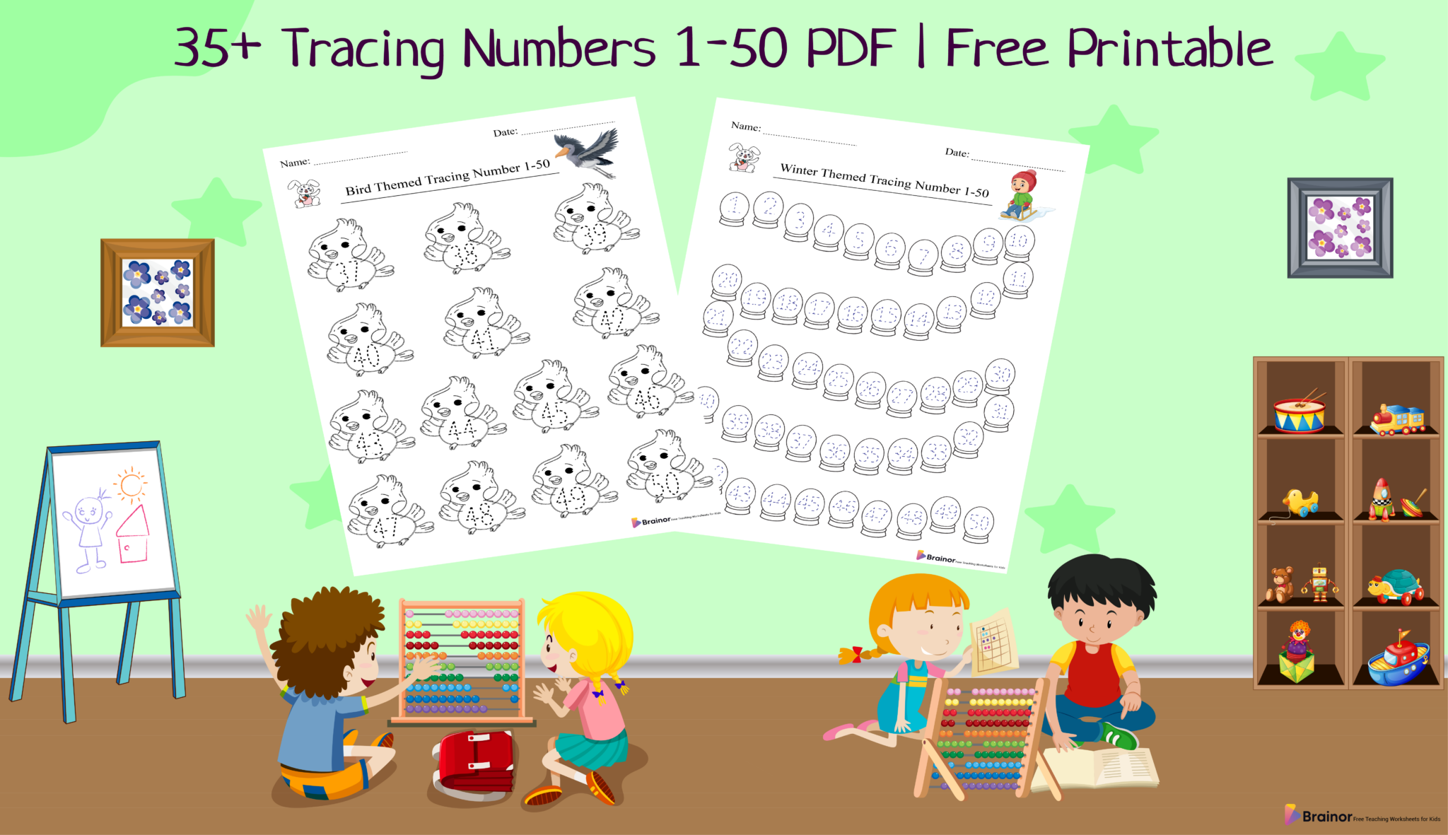 35+ Tracing Numbers 1–50 PDF | Free Printable