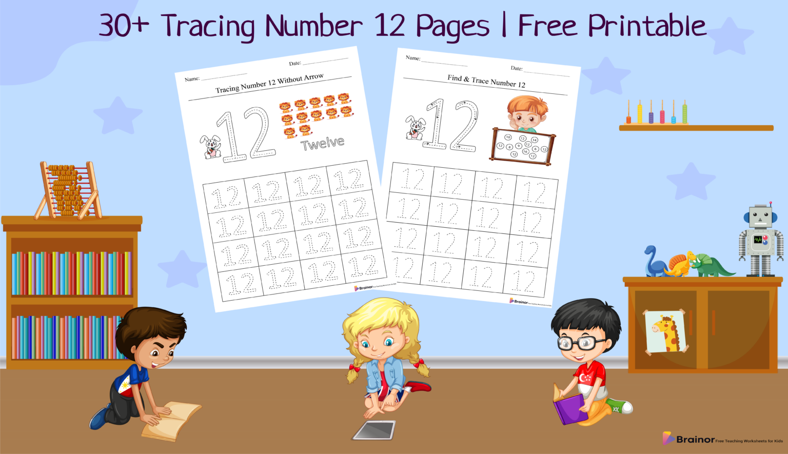 30+ Tracing Number 12 Pages | Free Printable