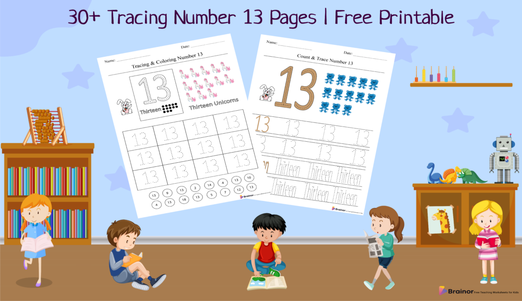 30+ Tracing Number 13 Pages | Free Printable