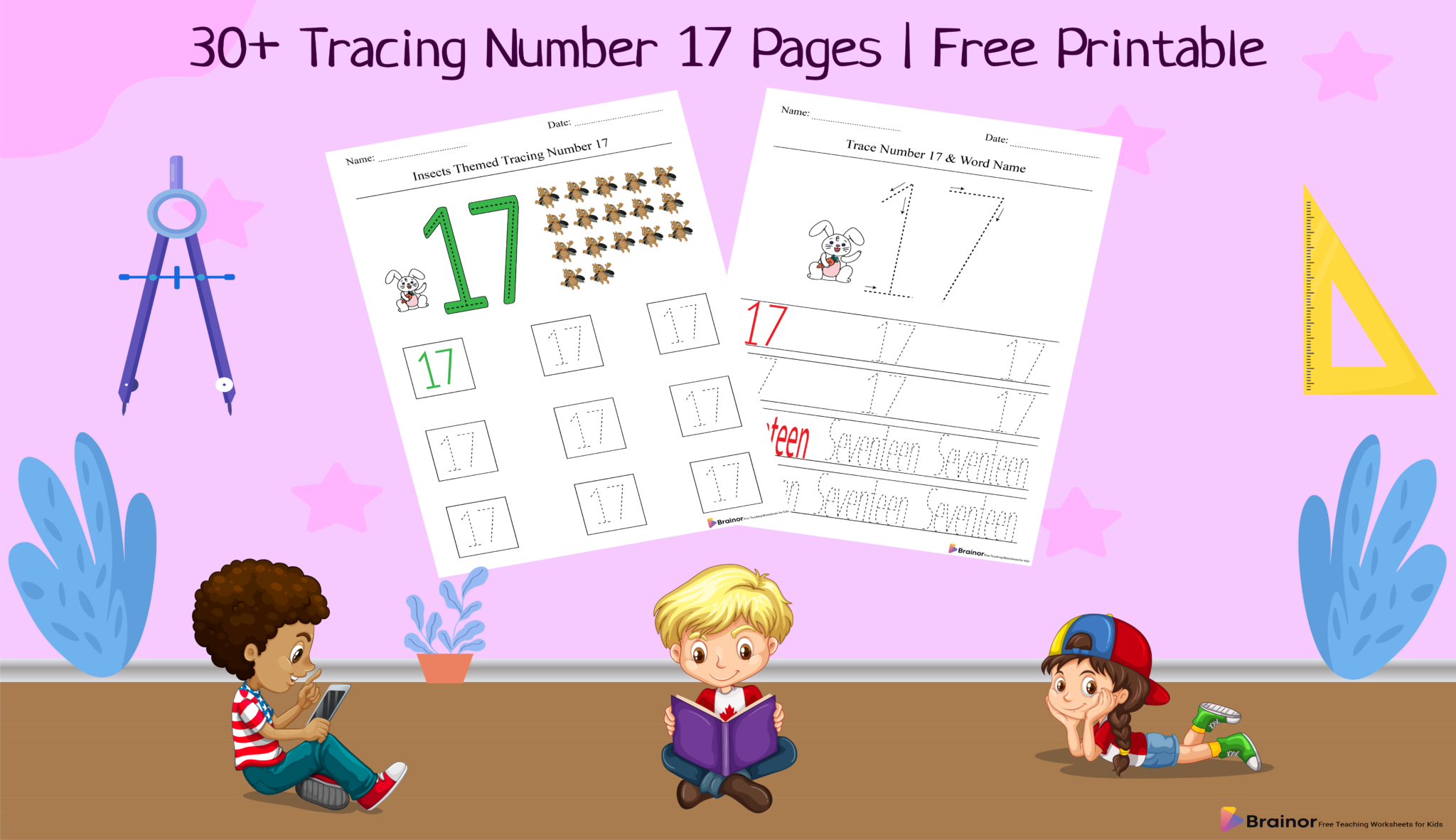 30+ Tracing Number 17 Pages | Free Printable