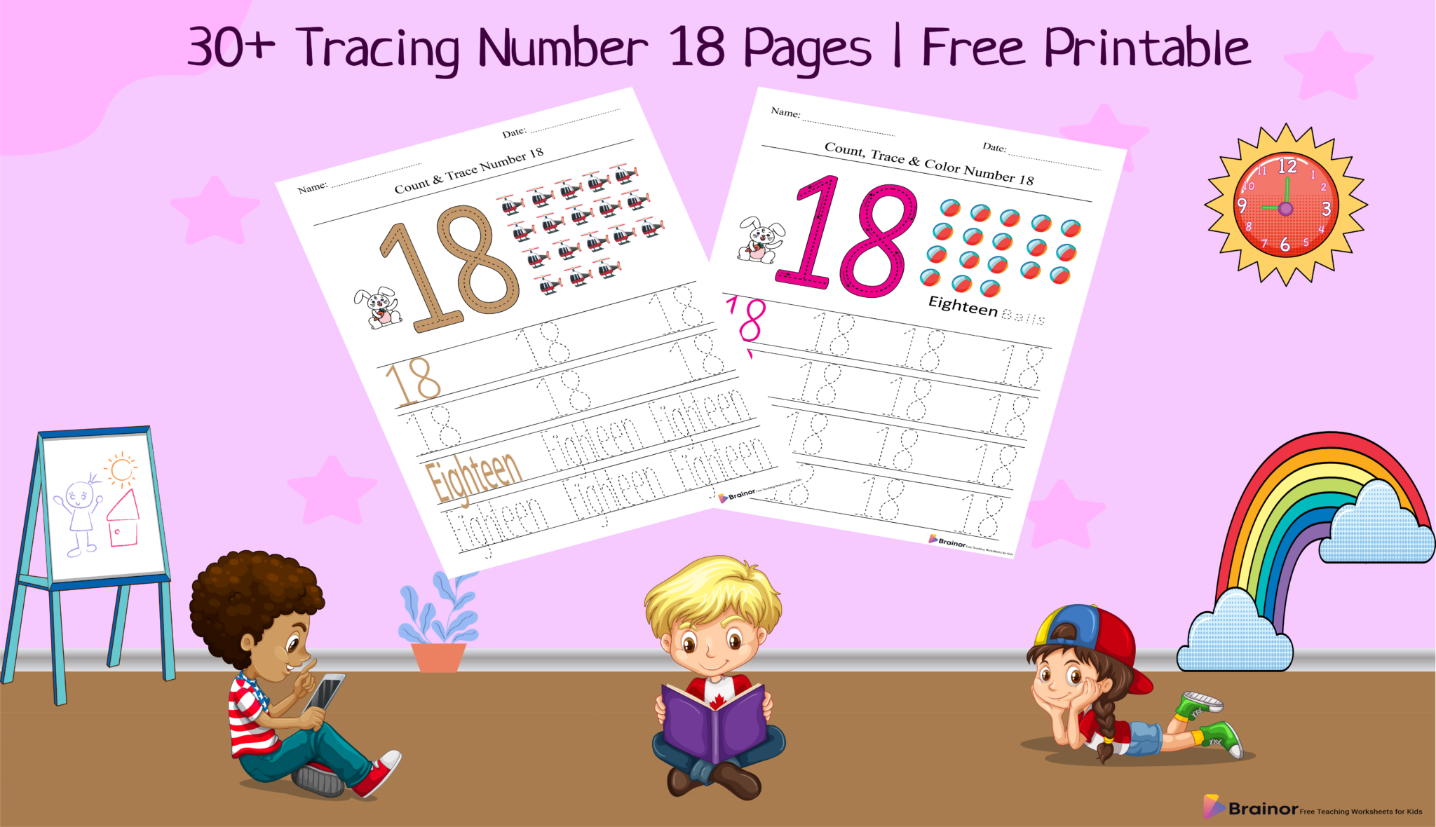 30+ Tracing Number 18 Pages | Free Printable