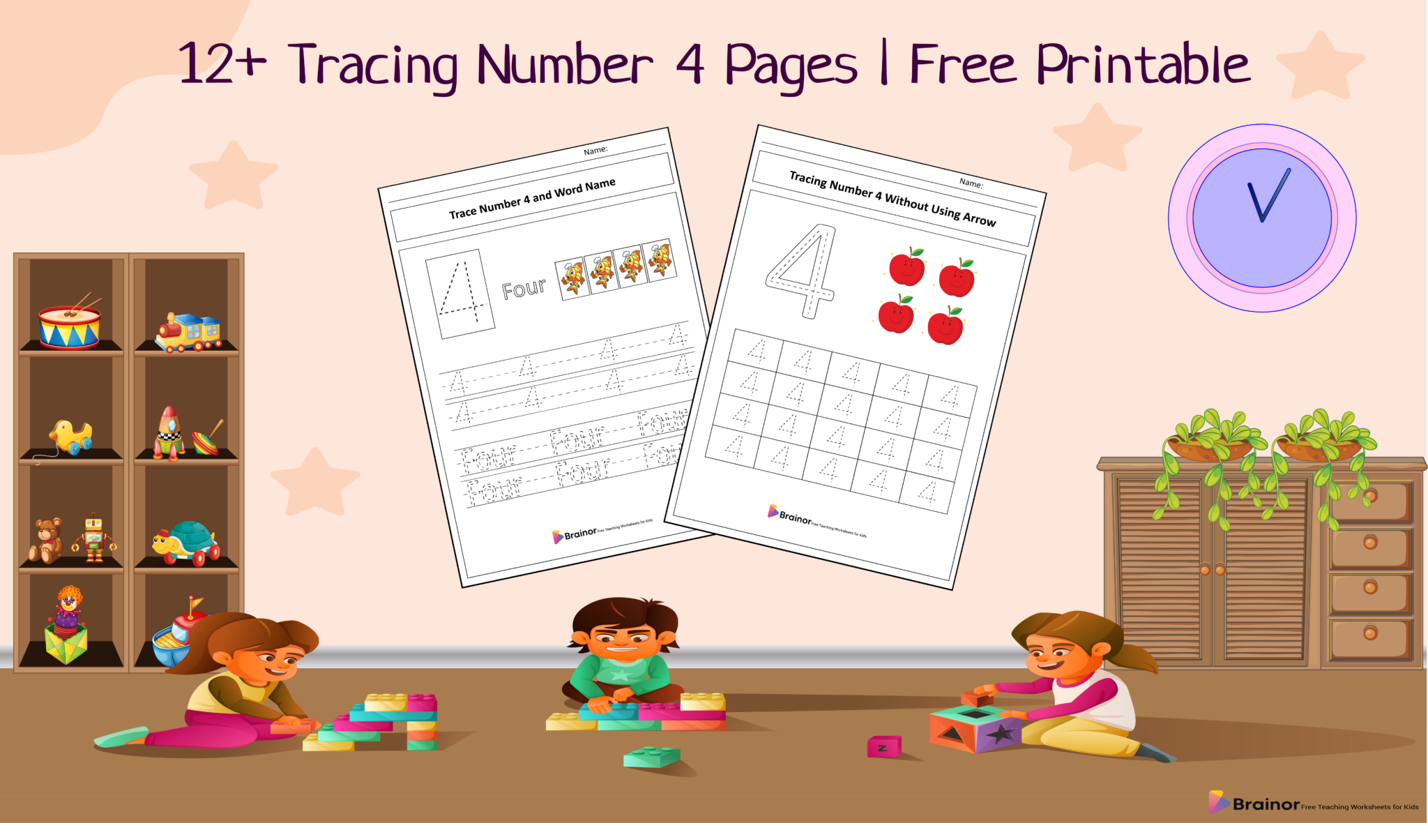 12+ Tracing Number 4 Pages | Free Printable
