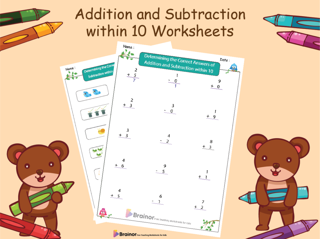 20+ Addition and Subtraction within 10 Worksheets | Free Printable