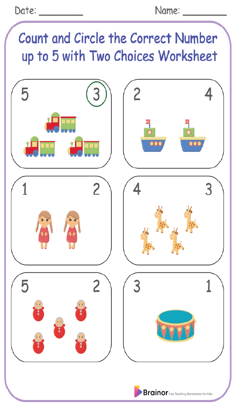30 Free Count and Circle the Correct Number Worksheet