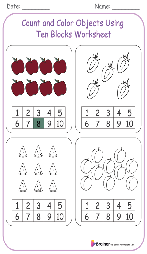 30 Free Count and Color Worksheets