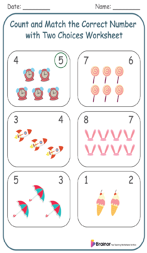 25+ Free Count and Match Worksheet