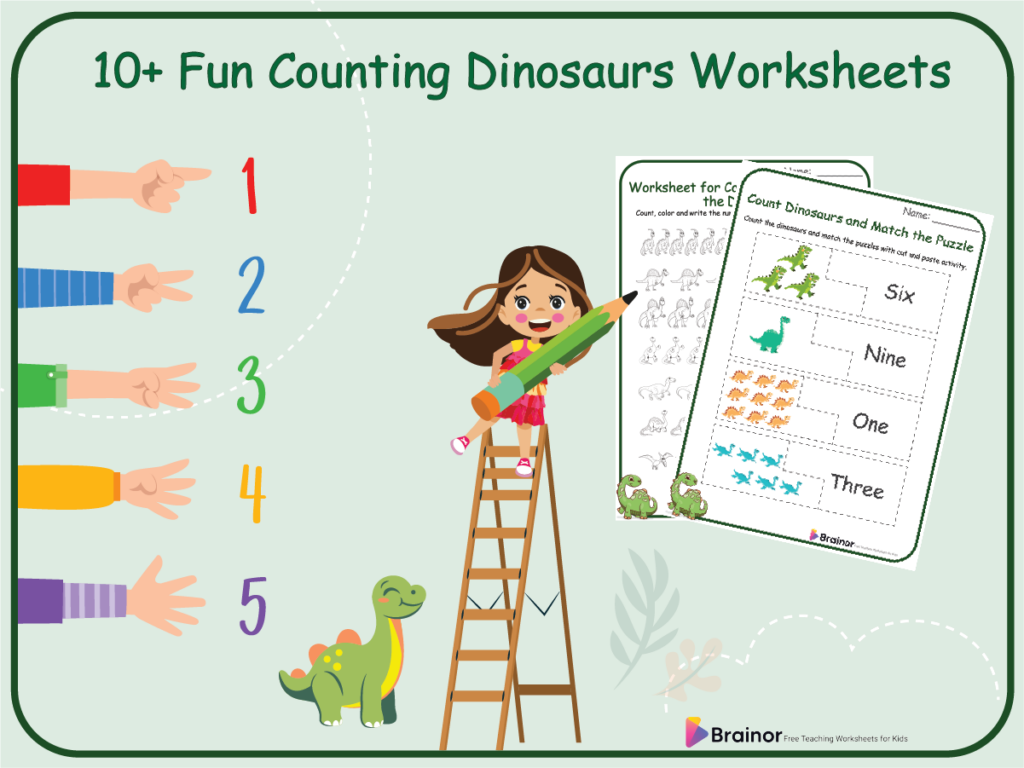 10+ Counting Dinosaurs Worksheet | Free Printable