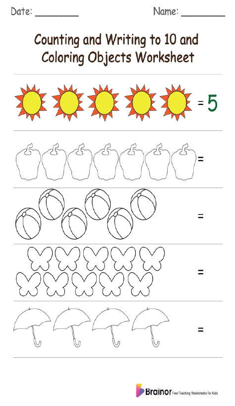50+ Count and Write 1 to 10 Worksheets | Free Printable