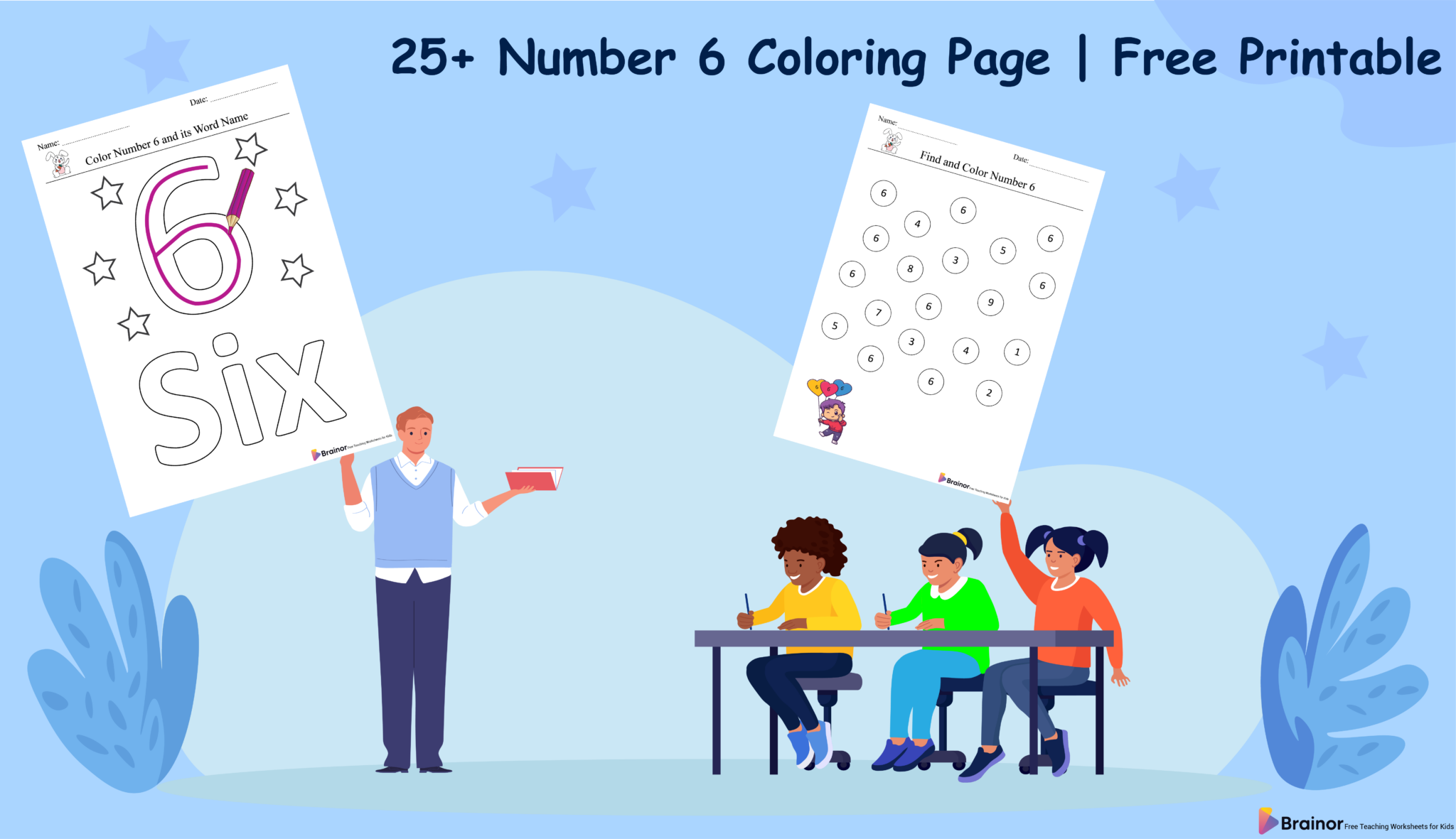 25+ Number 6 Coloring Page | Free Printable