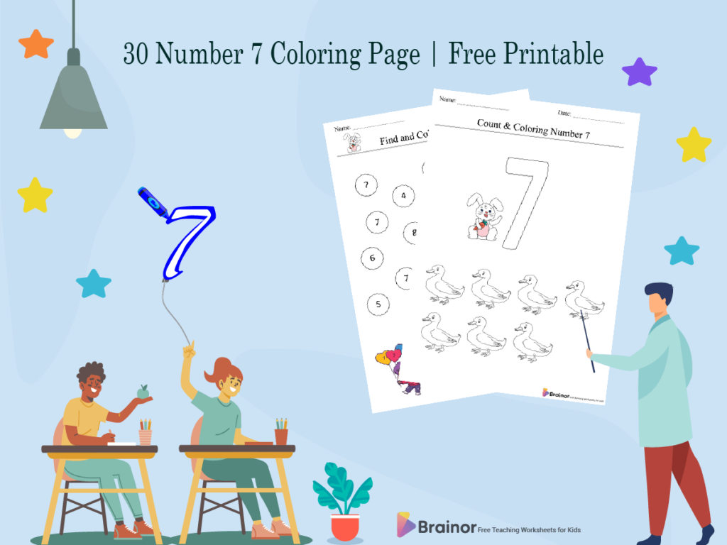 30 Number 7 Coloring Page | Free Printable