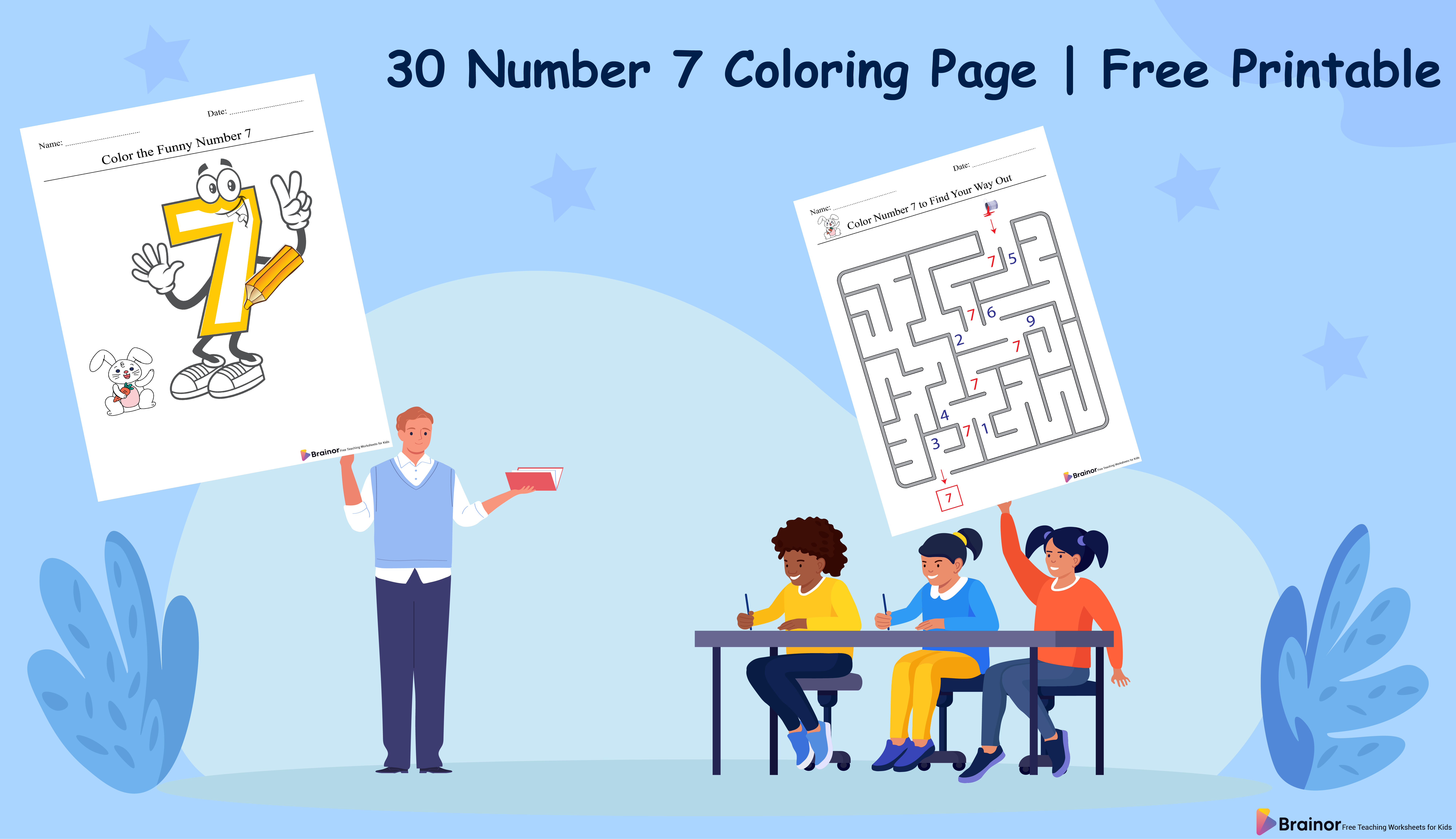 30 Number 7 Coloring Page | Free Printable
