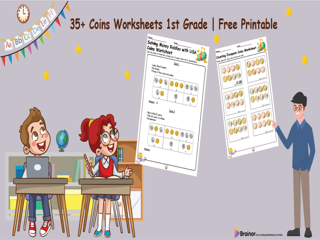 35+ Coins Worksheets 1st grade | Free Printable