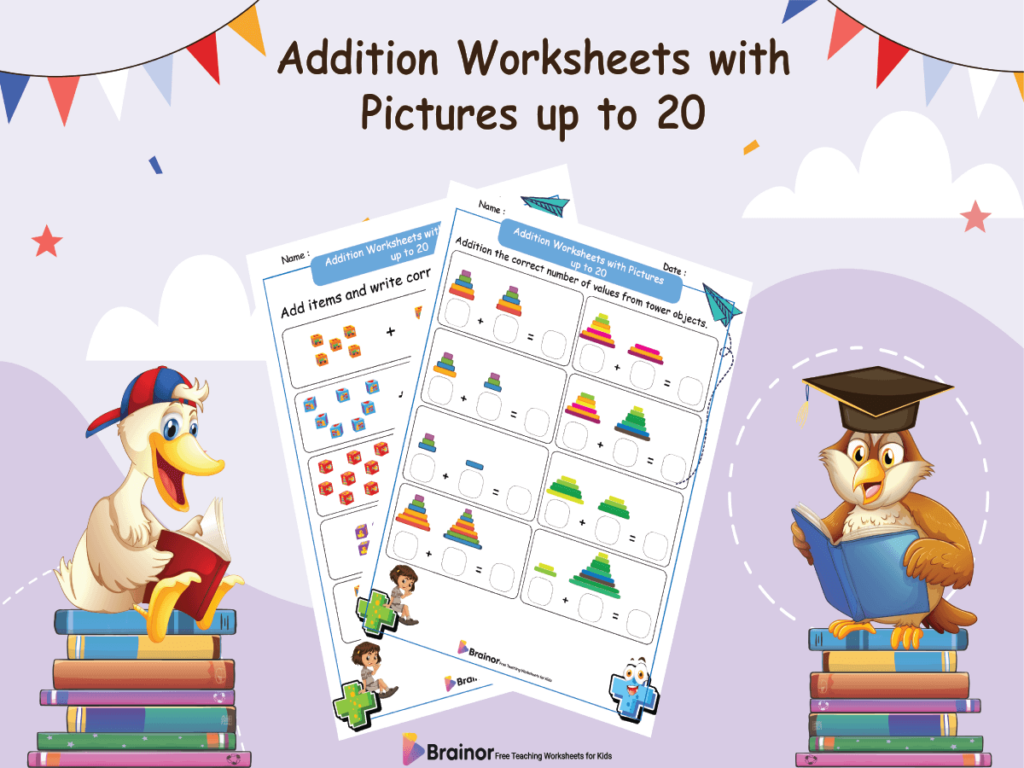 18 Addition Worksheets with Pictures Up to 20 | Free Pages