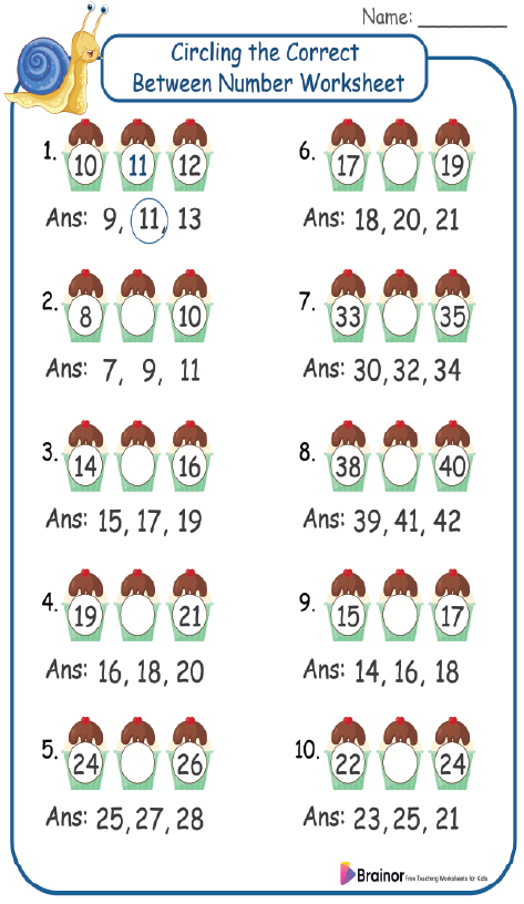 24 Between Numbers Worksheet | Free Printable