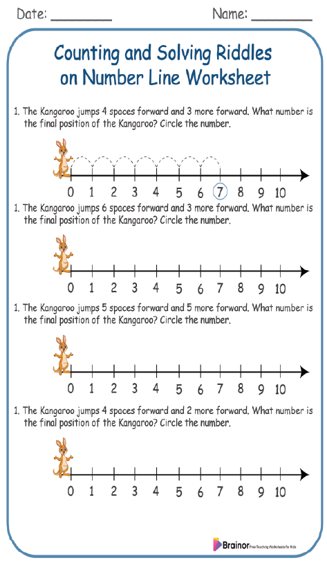 20+ Counting on a Number Line Worksheet | Free Printable
