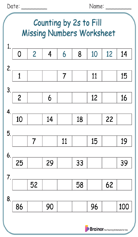 30 Counting by 2s Worksheets | Free Printable