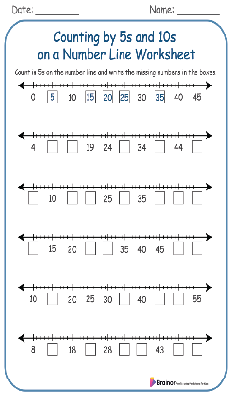 20+ Counting on a Number Line Worksheet | Free Printable