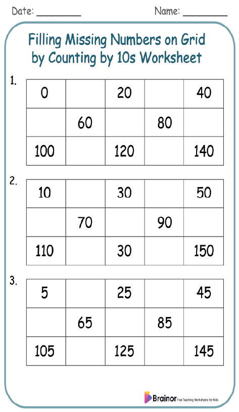 30 Counting by 10s Worksheets | Free Printable