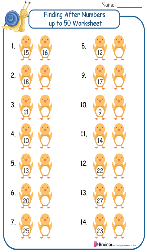 24 After Numbers Worksheet | Free Printables