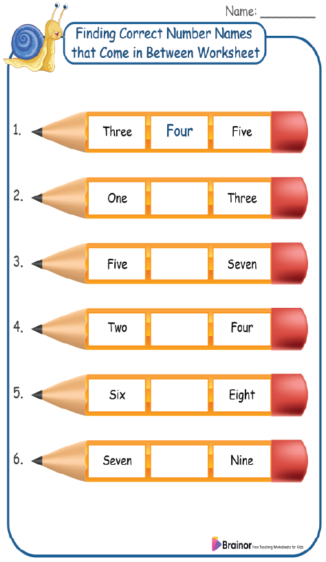 24 Between Numbers Worksheet | Free Printable